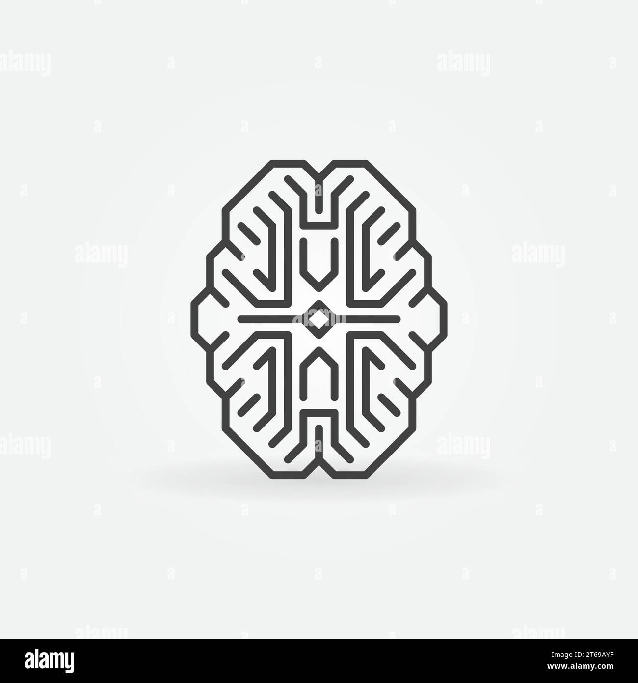 Digital Brain vector outline icon. Cyberbrain concept symbol in thin ...