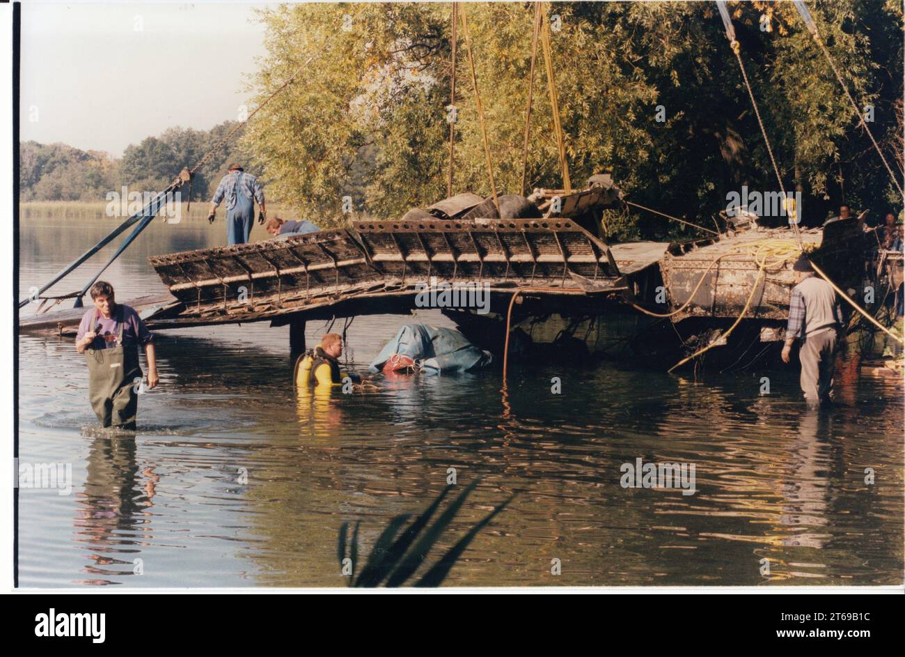 "Recovery of wreckage (wings) of a 4-engine British ""Avro Lancaster ...