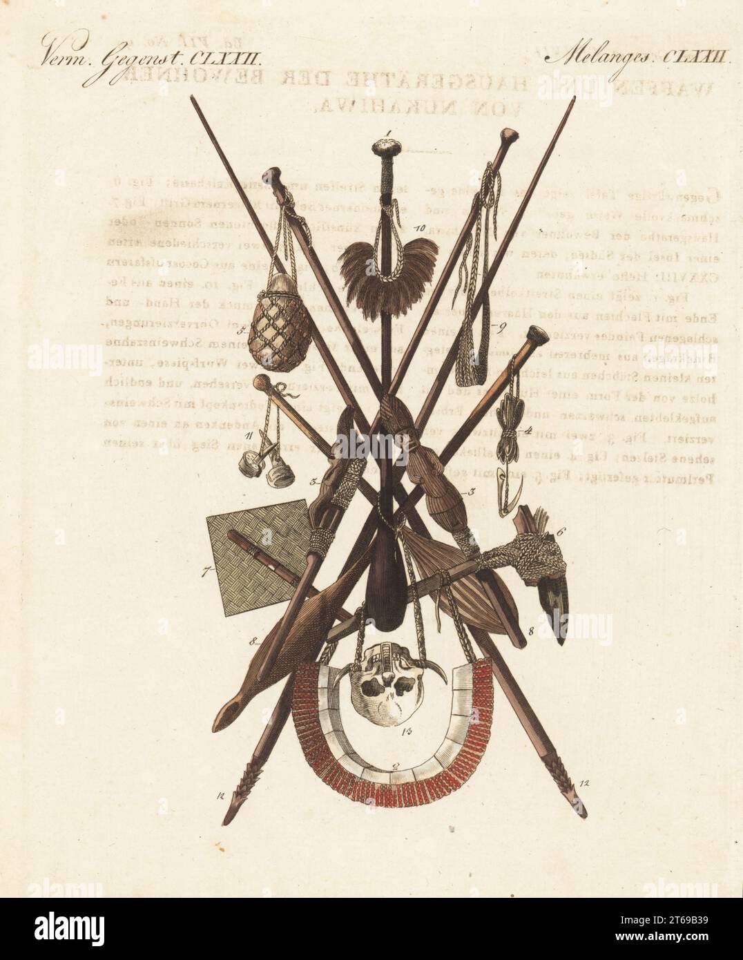 Tools and weapons of the people of Nuku HIva, French Polynesia. Mace ...