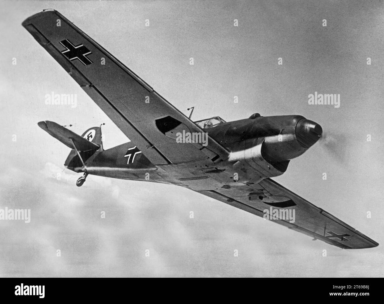 Messerschmitt Me BF 109 in flight at the time of the air battle over the North Sea, for the ...