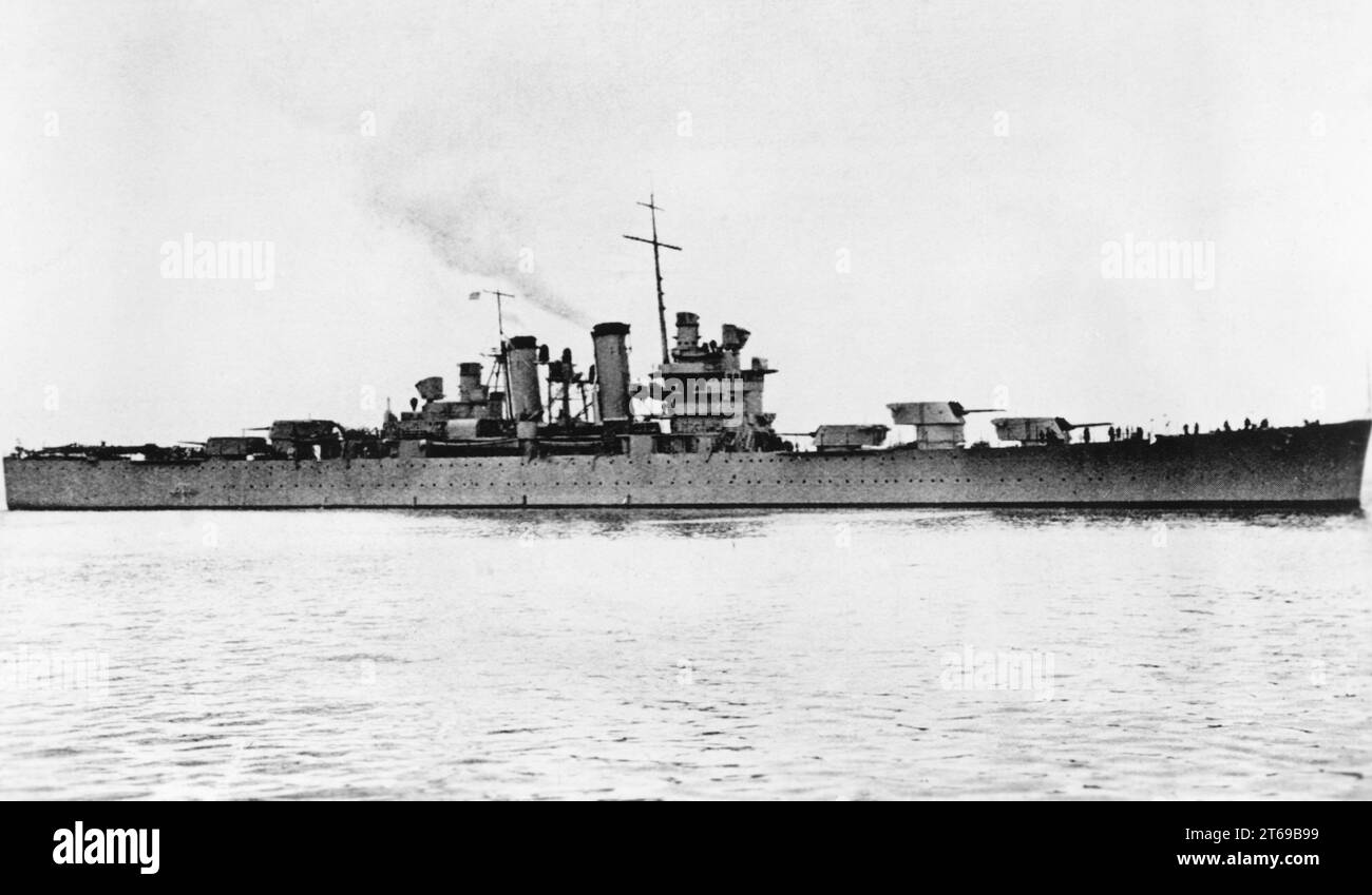 The American light cruiser USS Helena, sunk in 1942 during the Battle ...