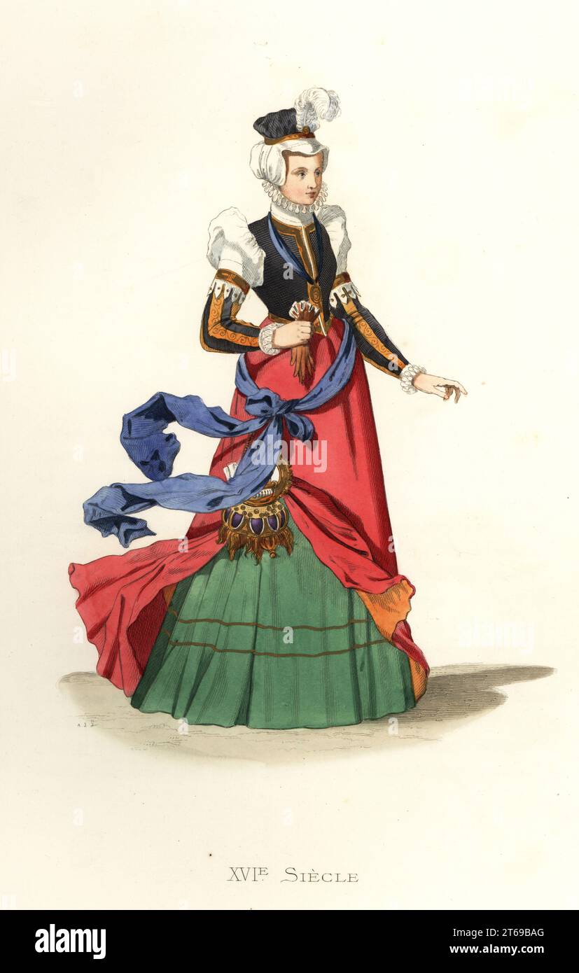 Swiss lady, 16th century. Dame Suisse. She wears a pleated collar ...