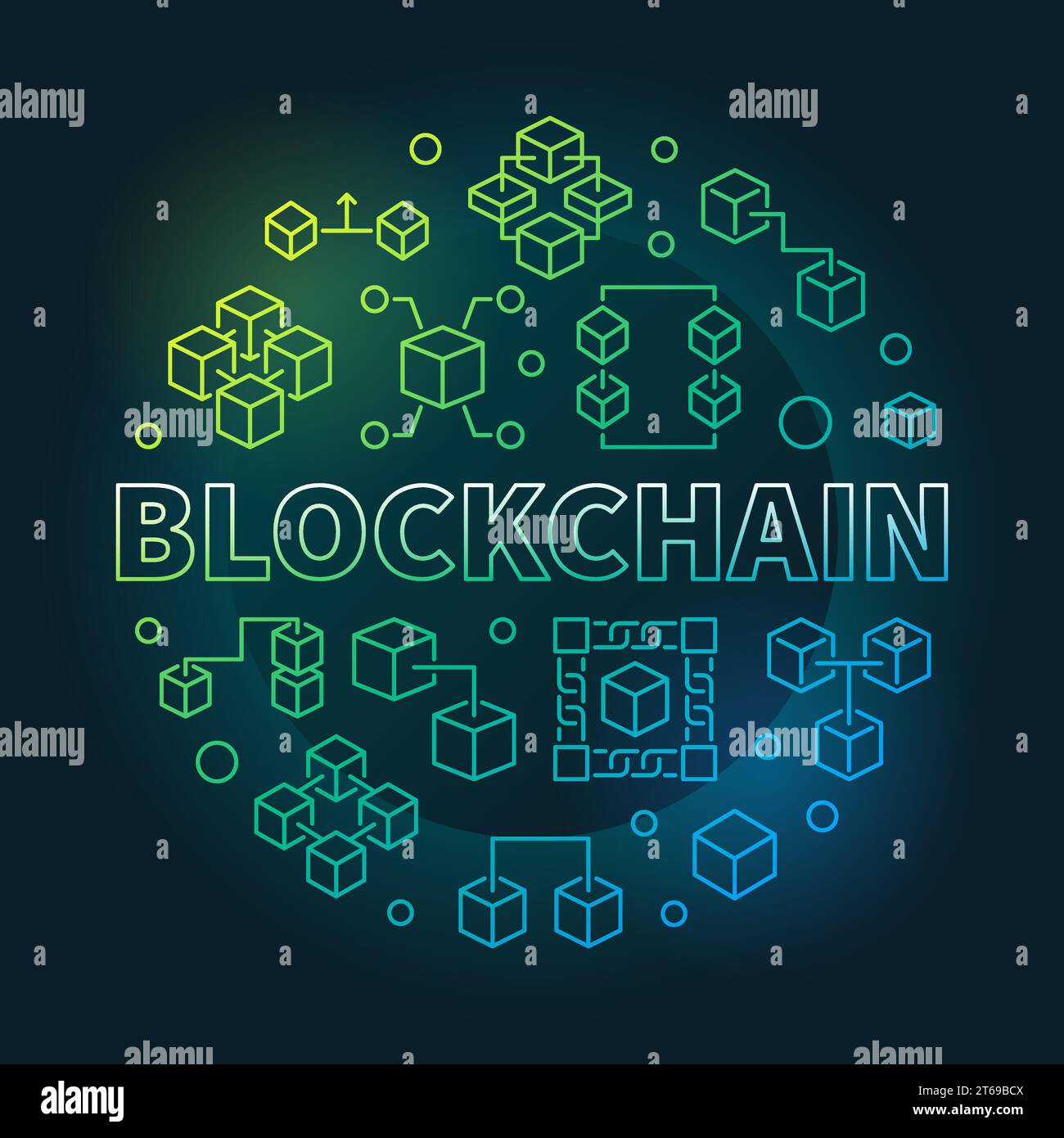 Cryptocurrency and blockchain system isolated icons hi-res stock ...