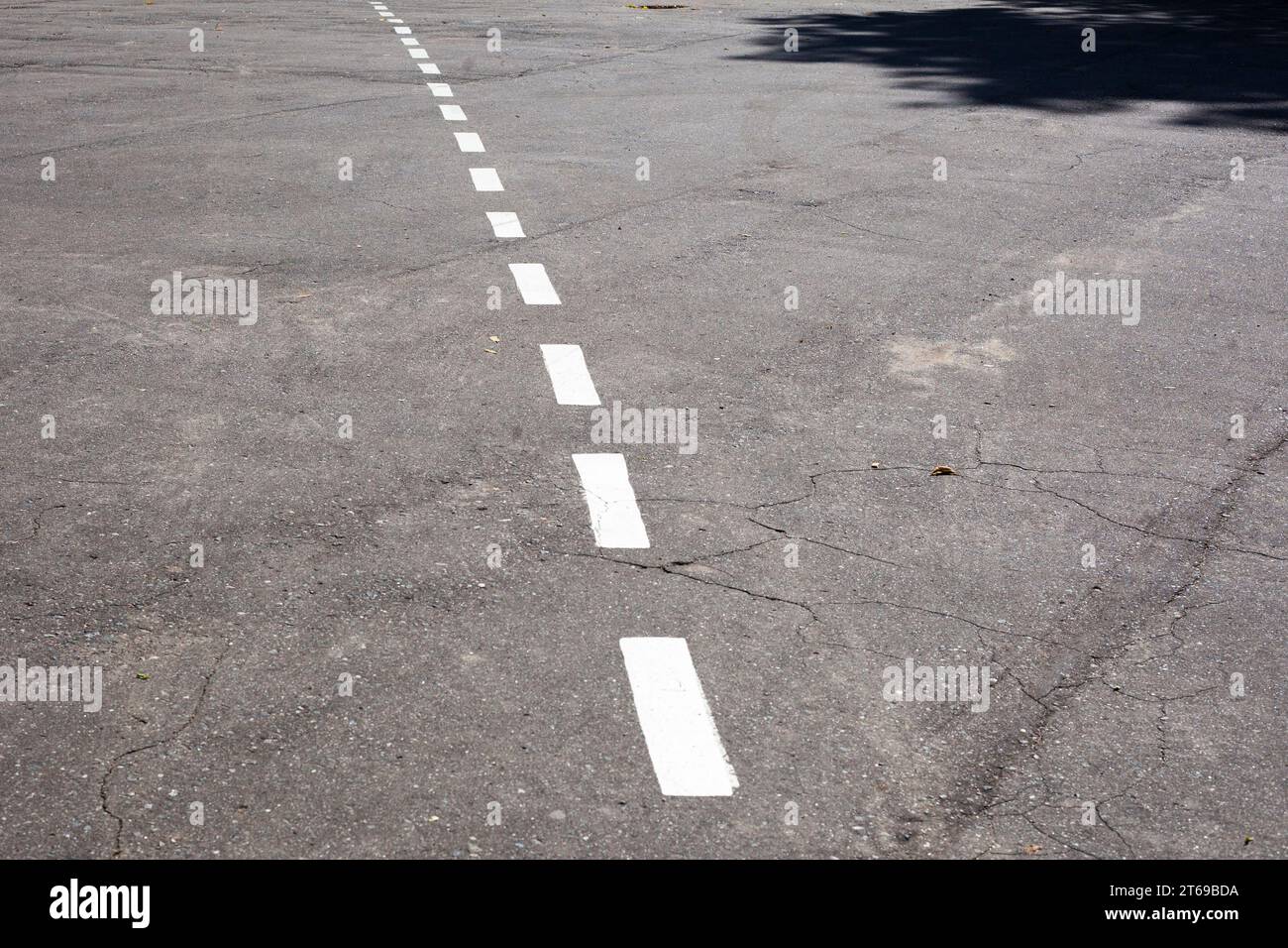 Dashed line. Markings on the road. White dotted line on the asphalt ...