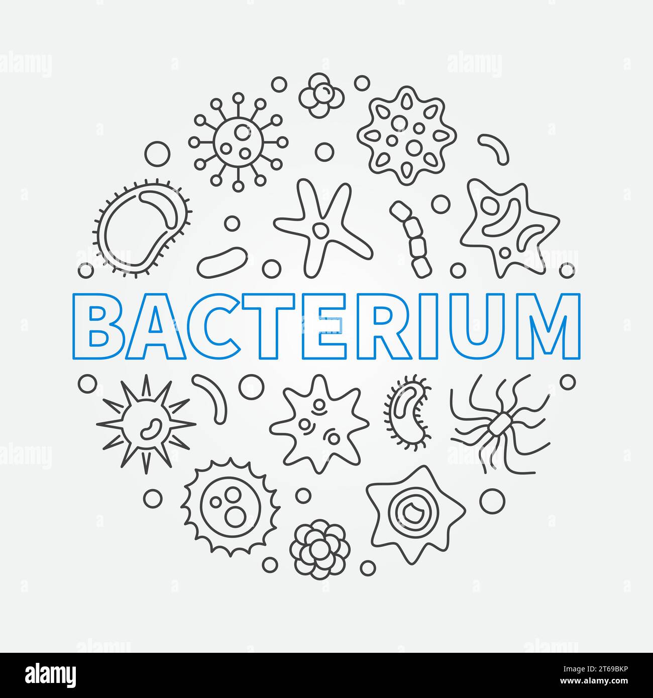 Bacterium round vector microbiology illustration made with bacteria concept outline icons Stock ...