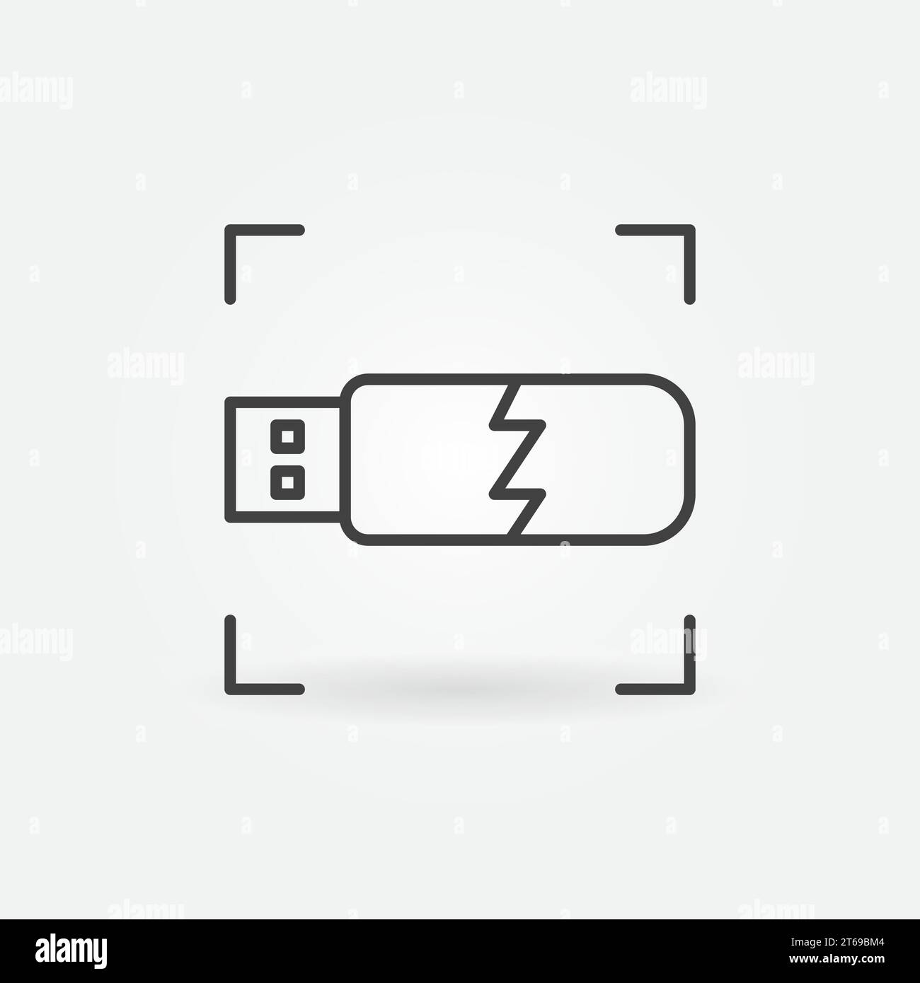 Damaged USB vector concept minimal outline icon or design element Stock ...