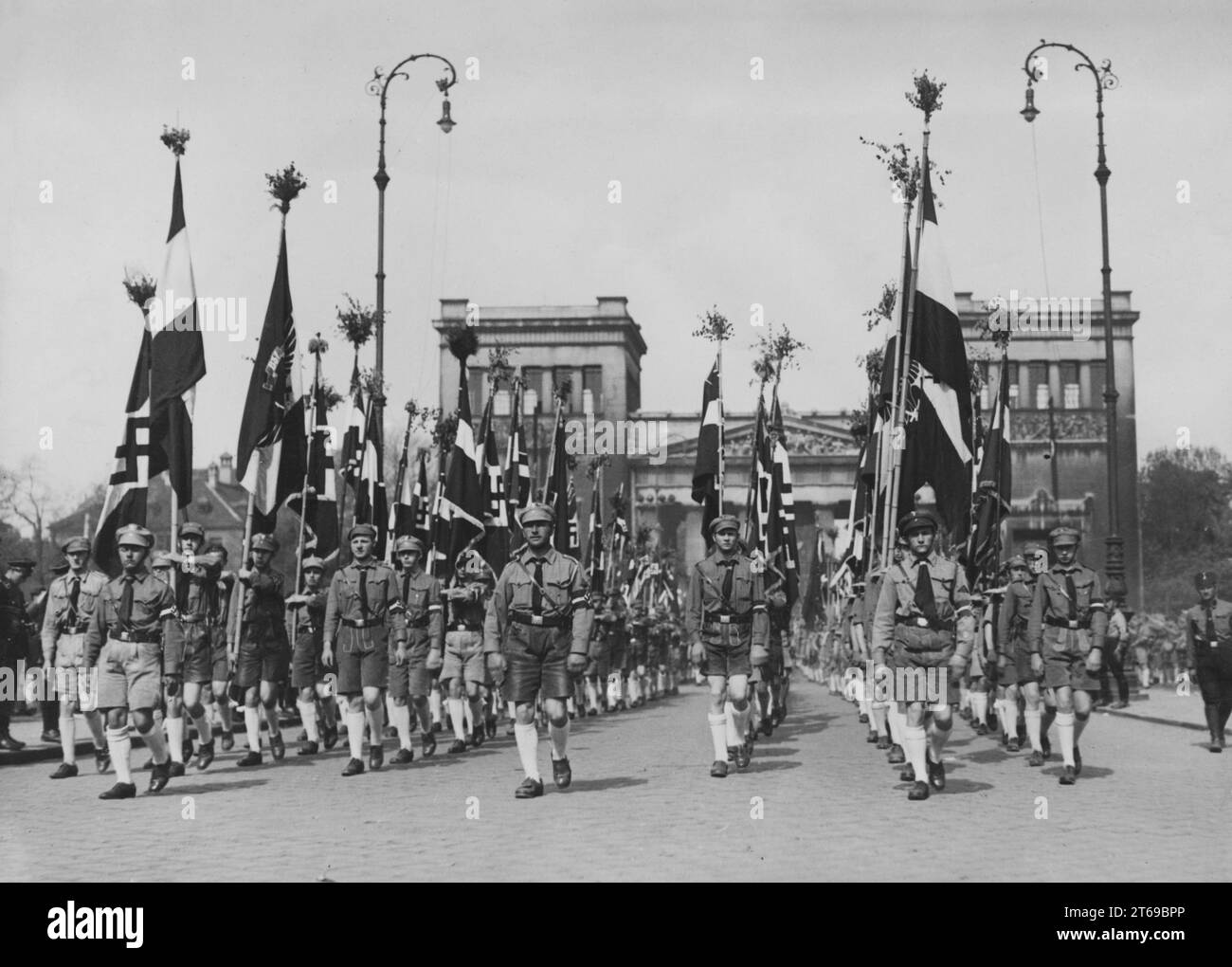 Members of the Hitler Youth march on Königsplatz for the youth rally on ...
