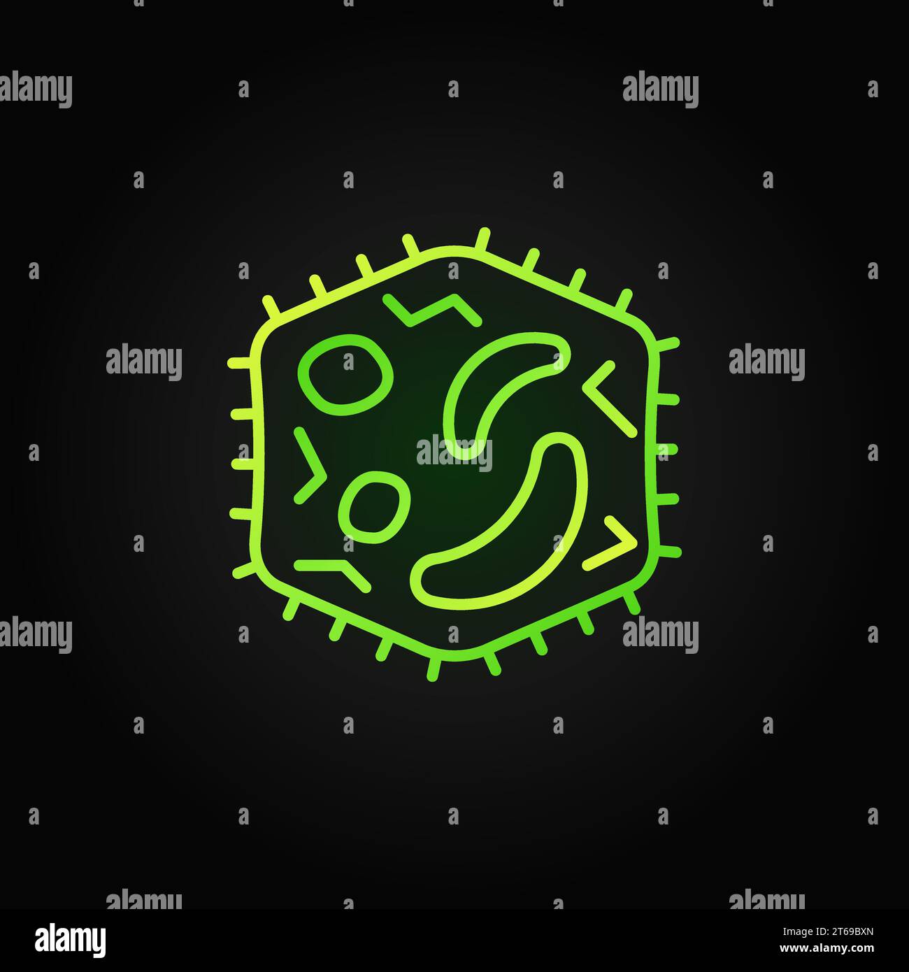 Bacteria line green icon. Virology vector concept linear symbol on dark ...
