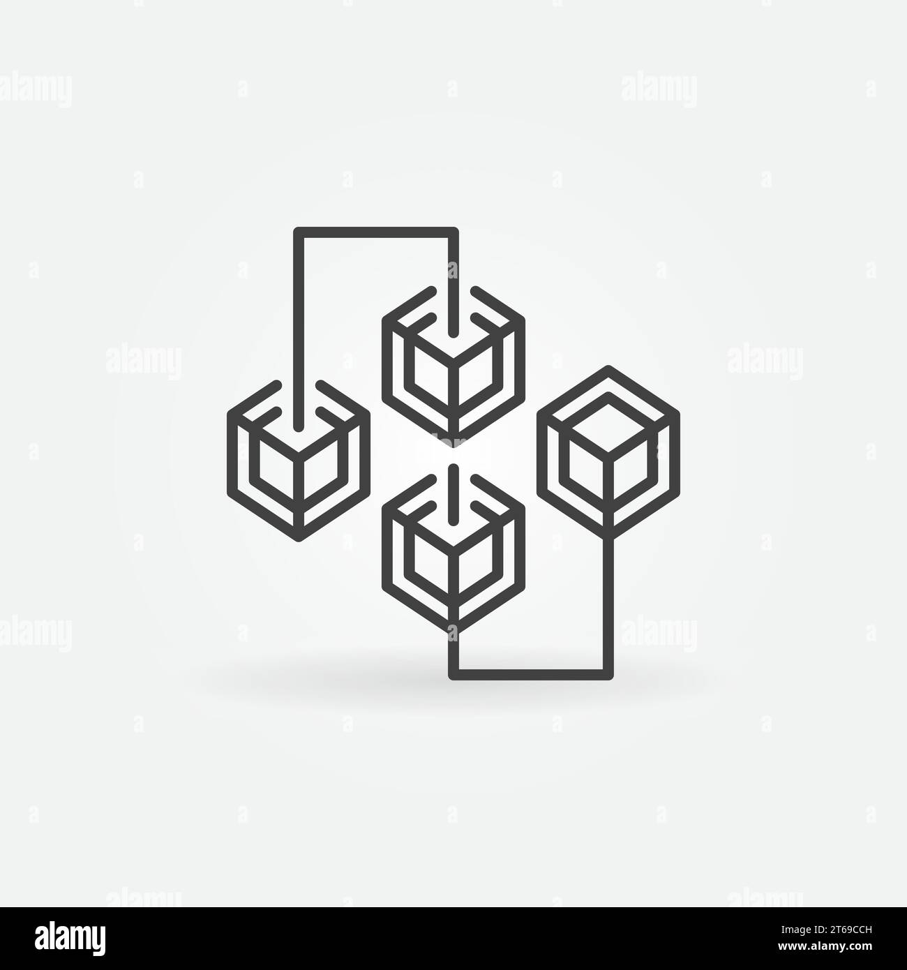 Blockchain cryptocurrency outline concept icon. Block chain technology ...