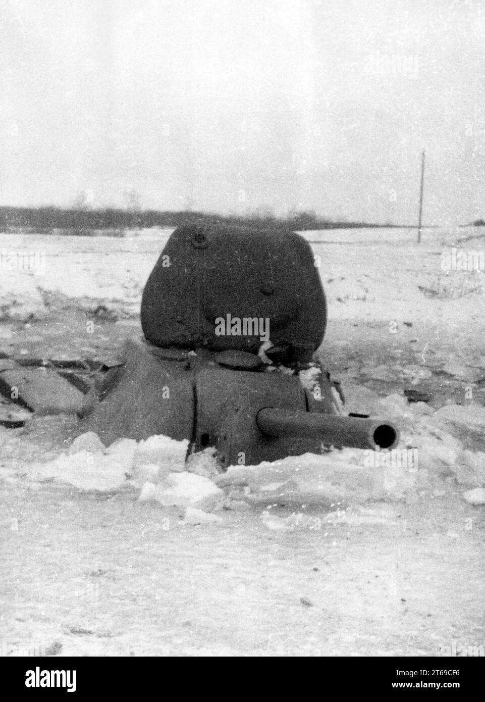 A Soviet T-34 main battle tank fixed in a position. [automated ...