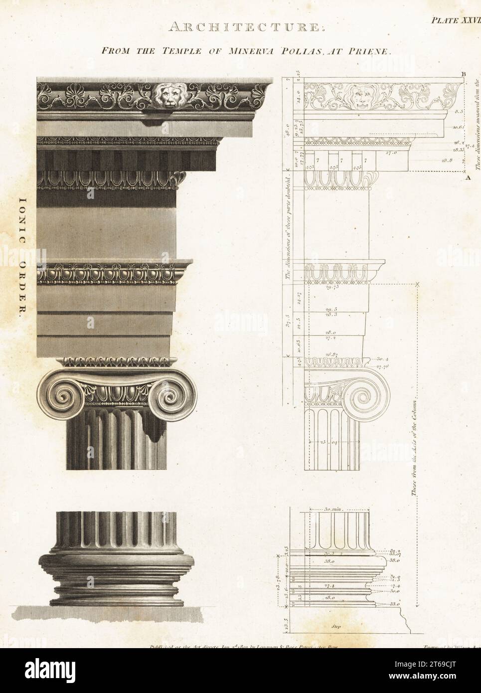 Pillar and capital of the Temple of Athena Polias in Priene, an Ionic ...