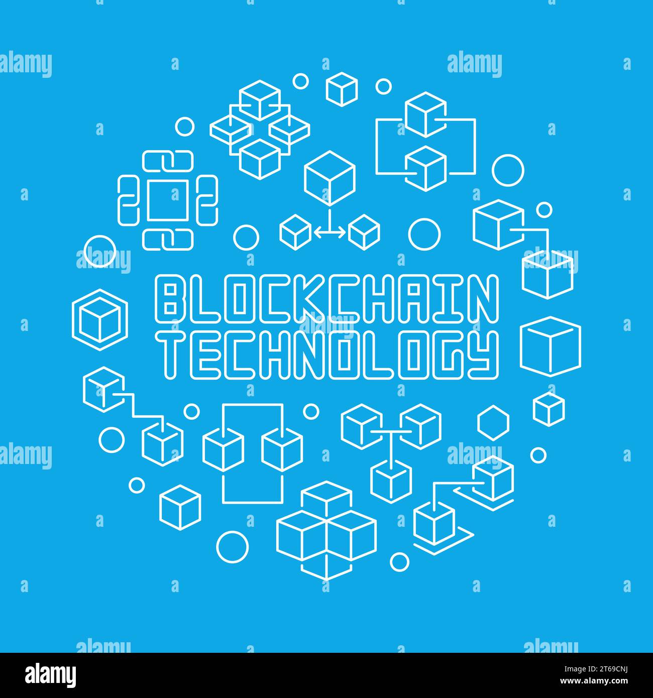 Blockchain technology vector blue circular concept illustration in ...