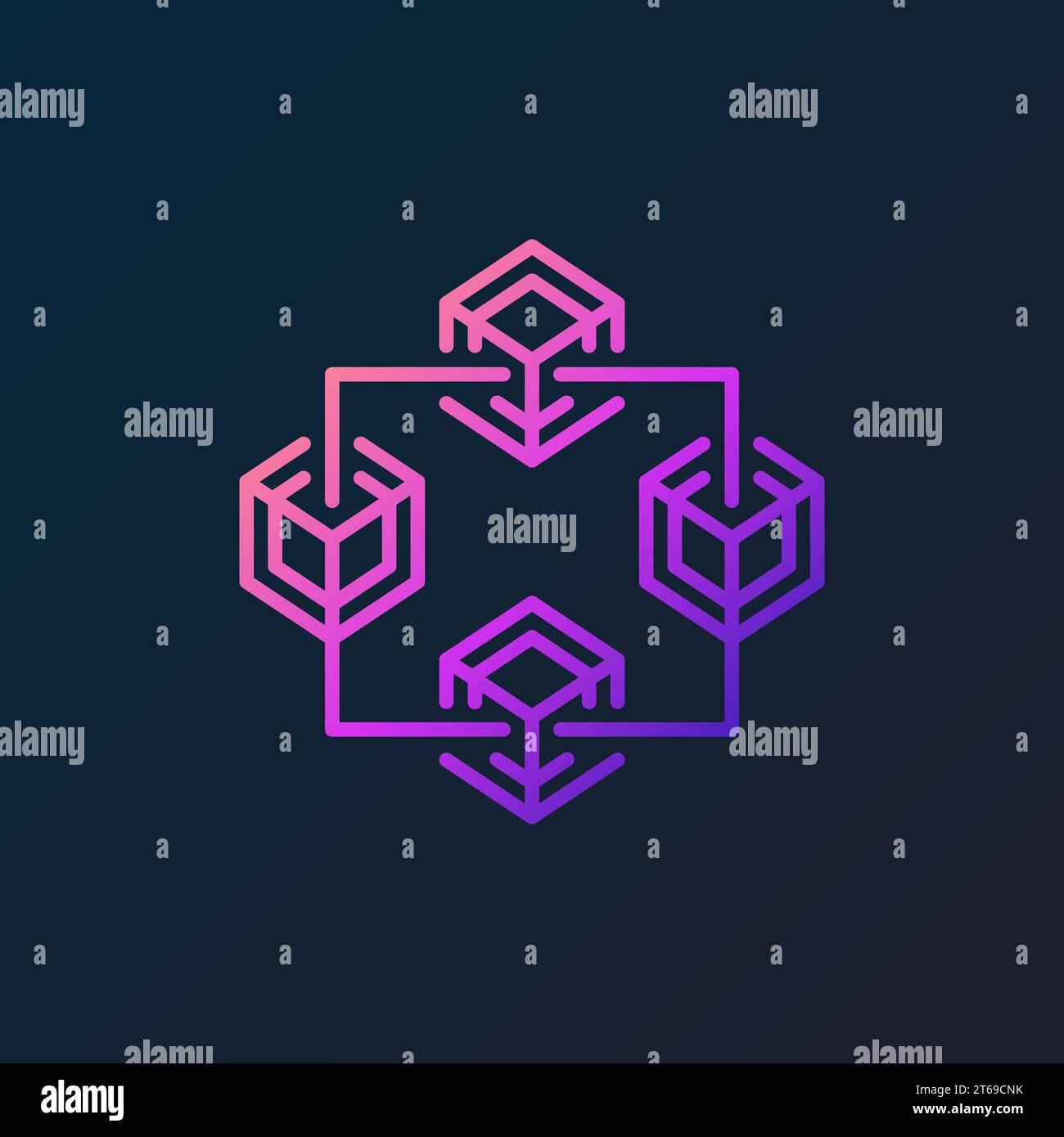 Fintech and block chain vector colored linear icon. Blockchain ...