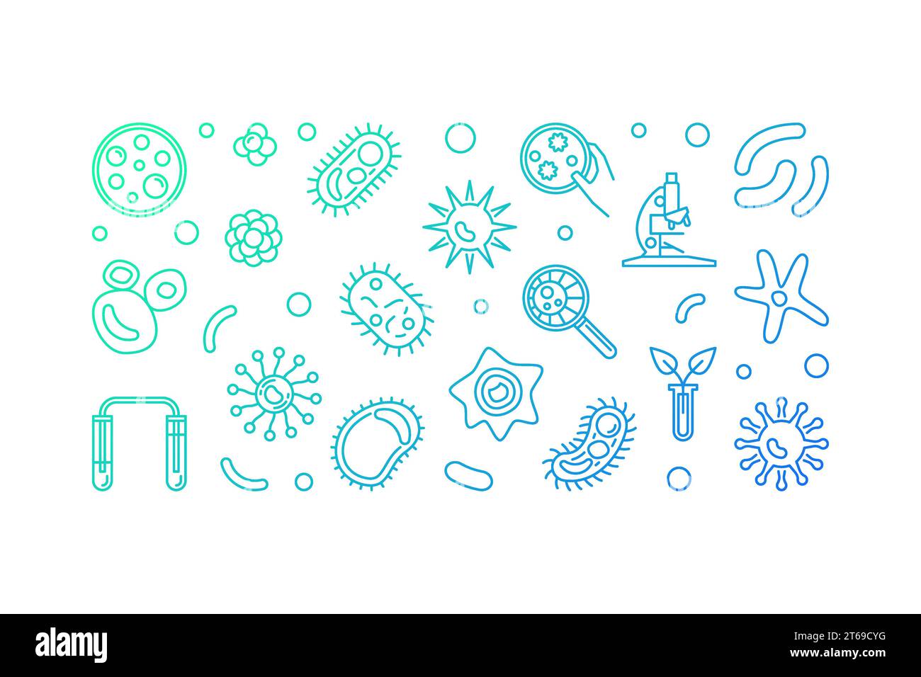 Microbiology vector creative horizontal illustration made with ...