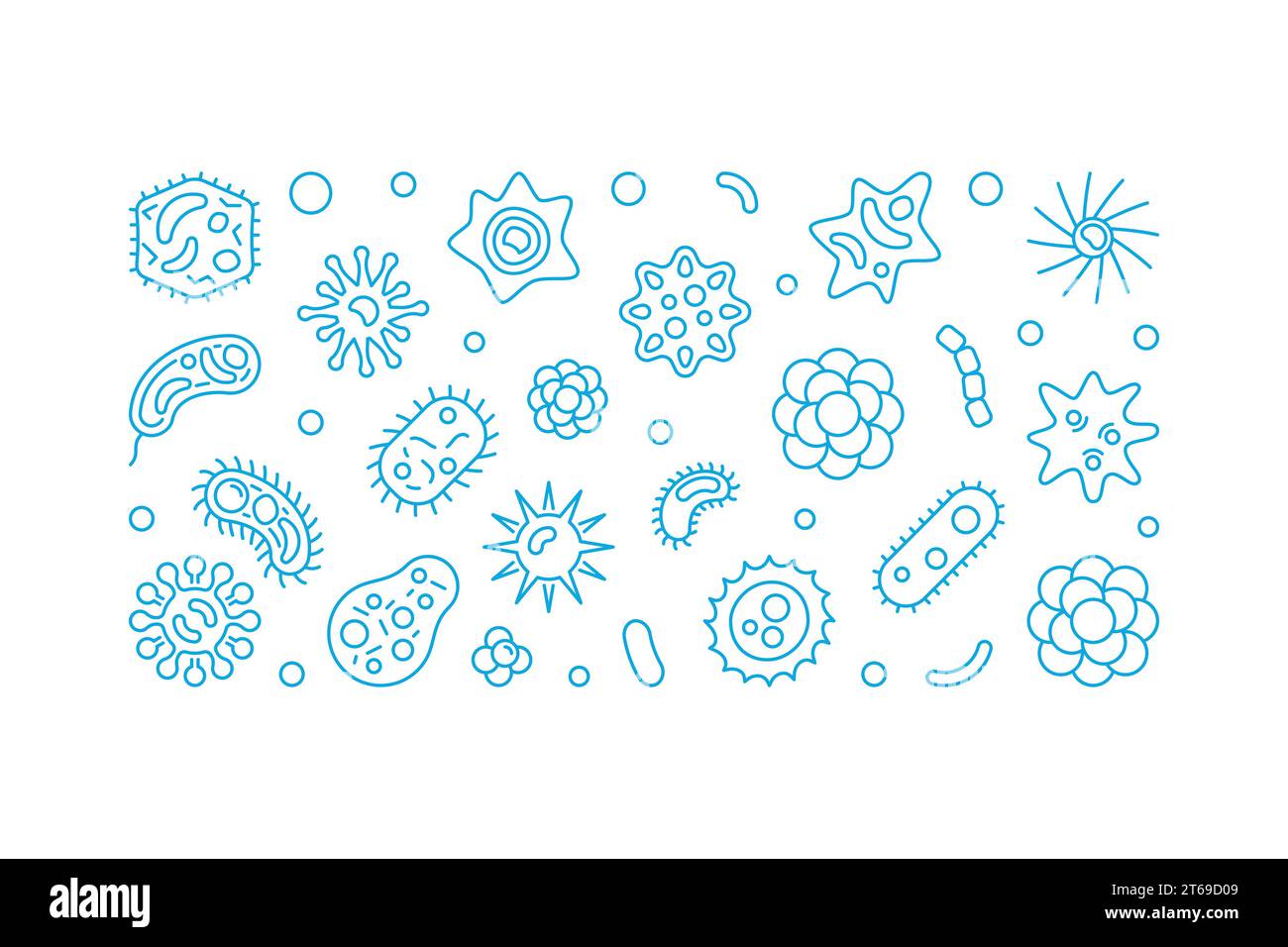 Microorganisms vector creative horizontal illustration. Bacteria and ...