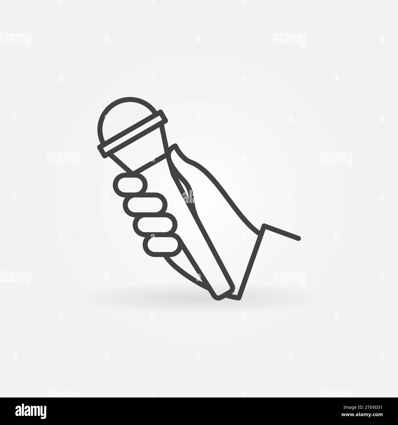 Hand with Mic vector icon or design element in thin line style Stock ...