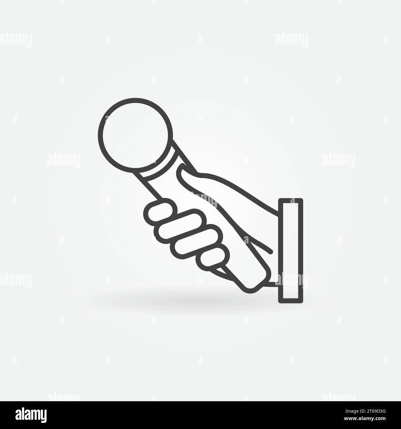 Hand with Mic vector concept icon or logo element in thin line style ...