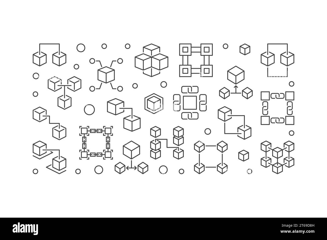 Vector blockchain crypto concept horizontal illustration in thin line style Stock Vector Image ...