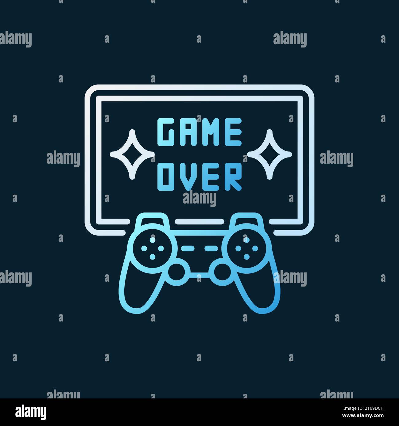Game Over vector colorful outline icon - gamepad with TV linear symbol ...
