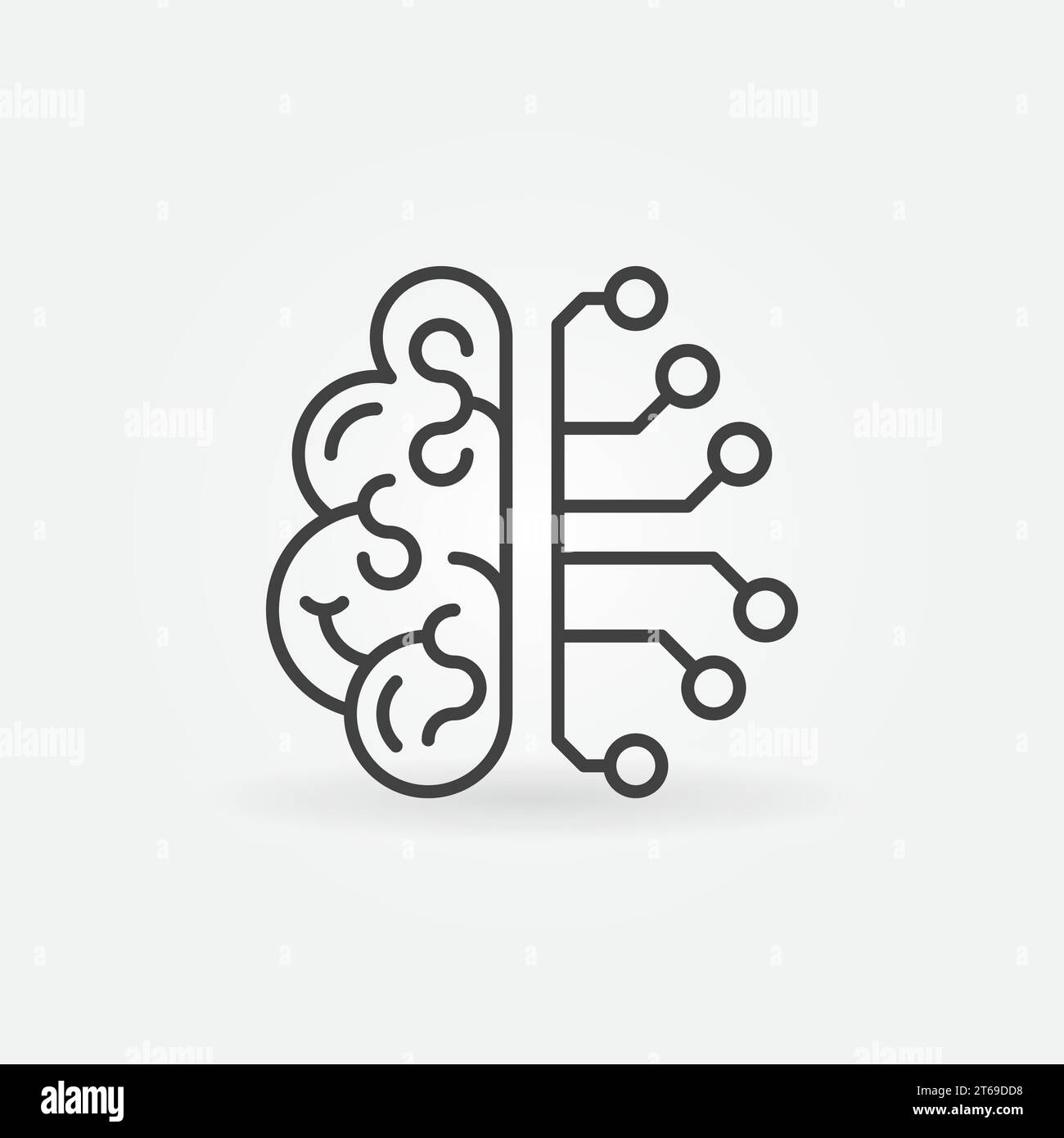 Cyberbrain outline icon - vector artificial intelligence brain concept thin line symbol Stock ...