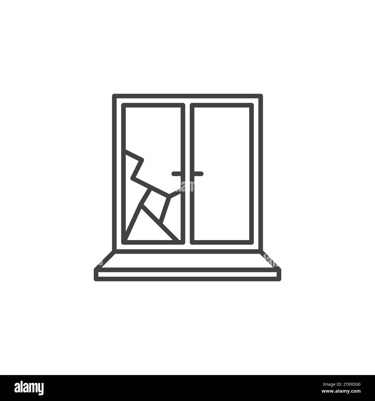 Broken window vector simple concept icon or sign in thin line style ...