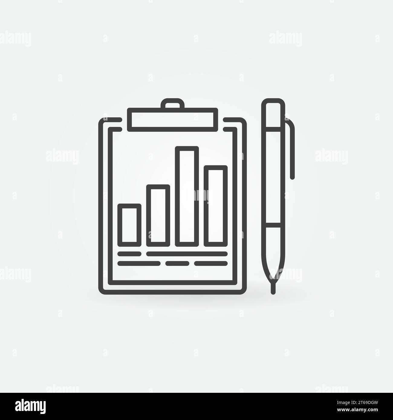 Business report clipboard with pen vector icon or design element in ...