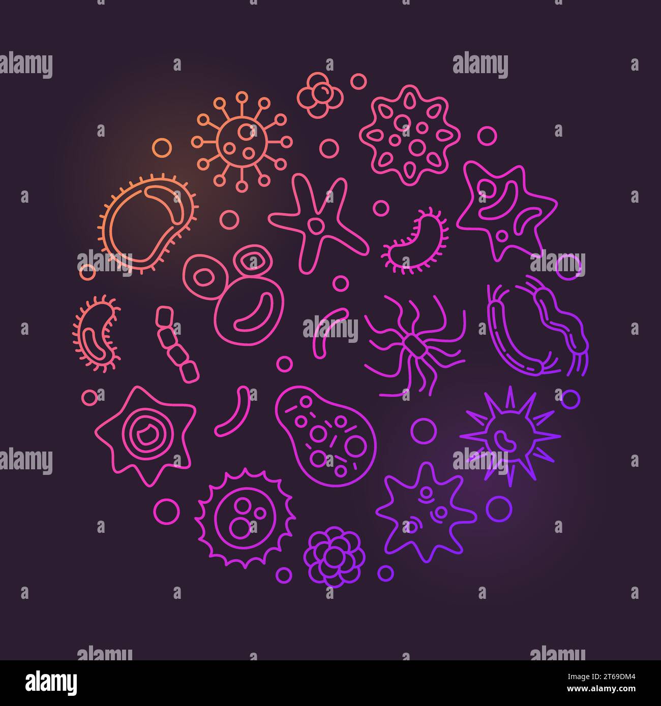 Bacteria vector colored circular virology and microbiology concept ...