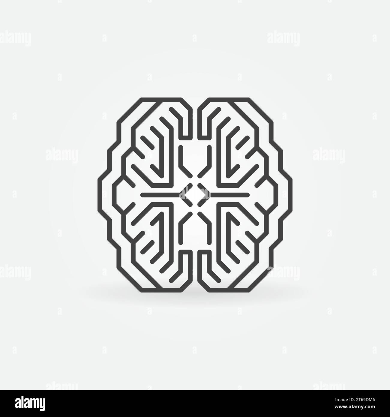 Digital Smart Brain vector minimal concept icon or symbol in outline ...