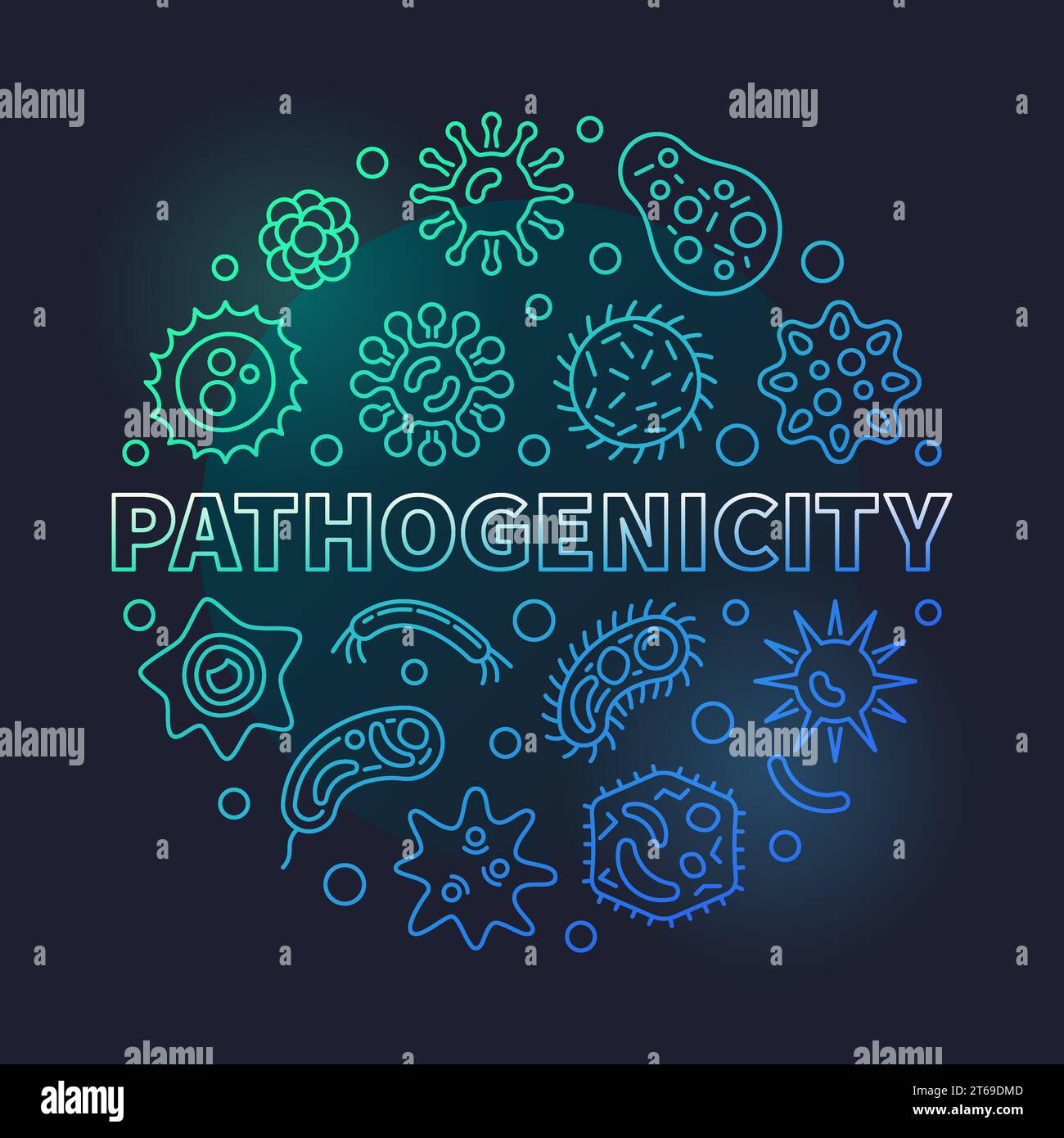 Pathogenicity circular vector colorful illustration in thin line style ...