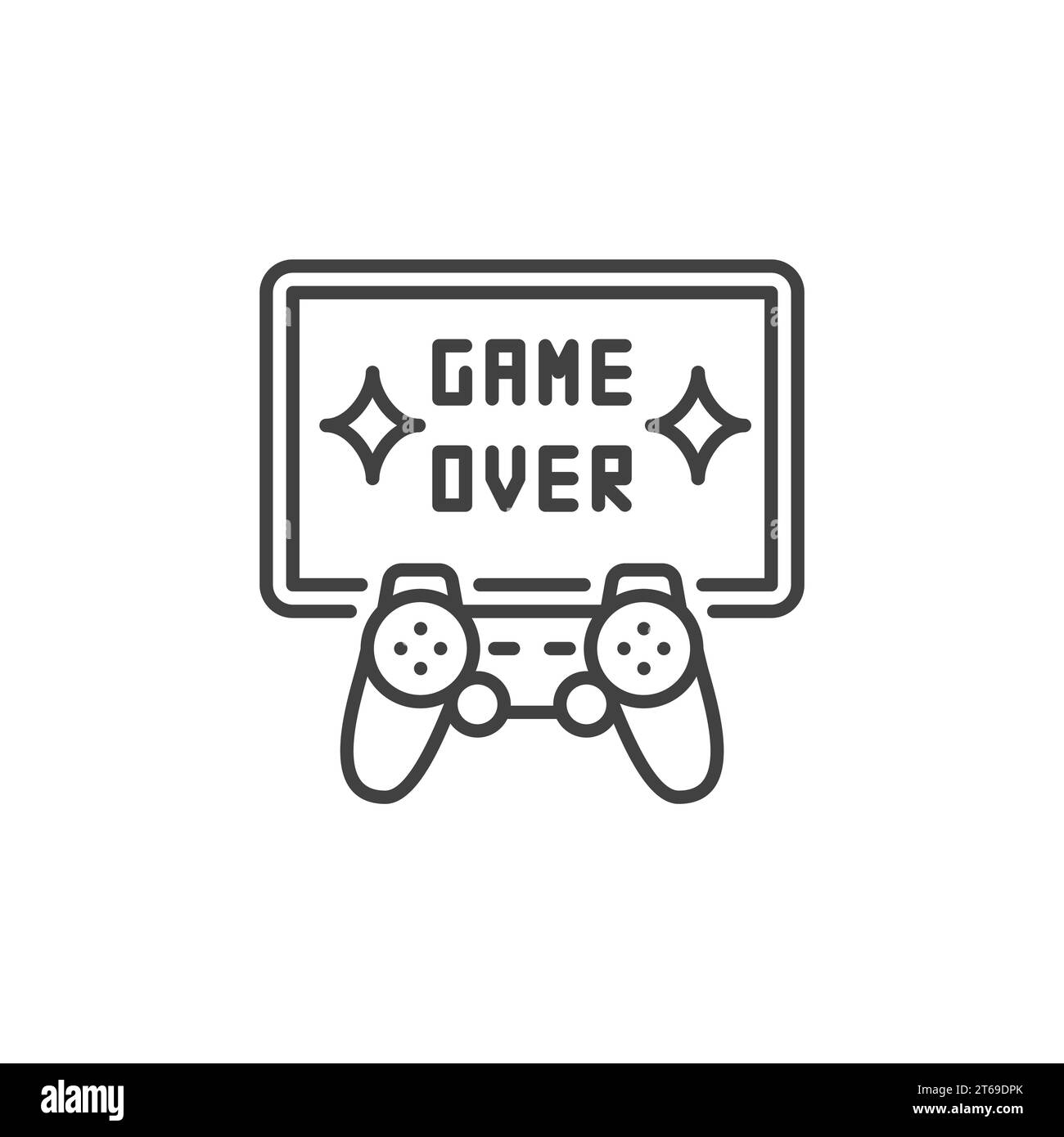 Game Over Vector Concept Icon Gamepad With Tv Symbol In Thin Line Style Stock Vector Image