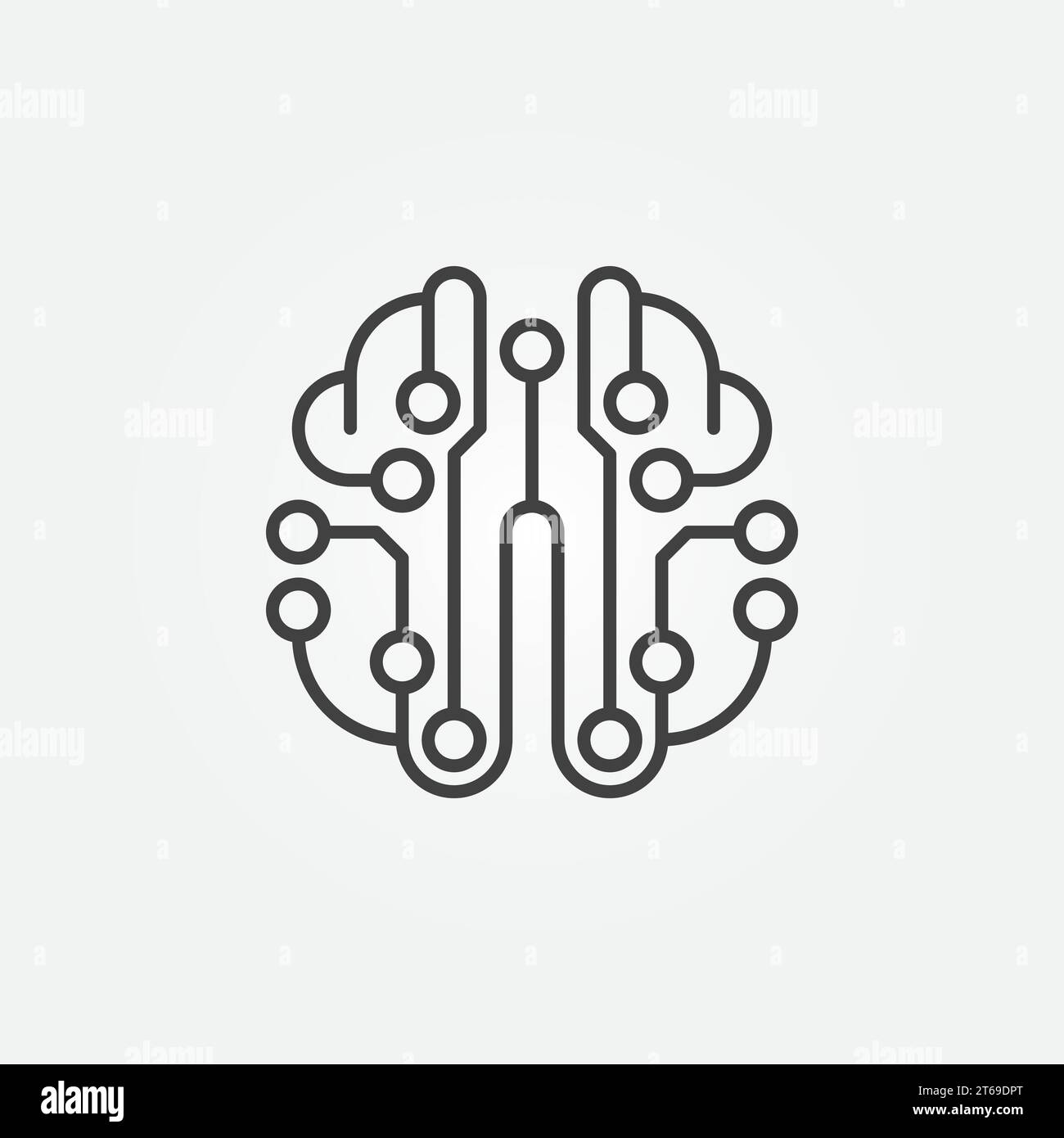 Artificial Intelligence brain vector concept outline icon or sign Stock ...