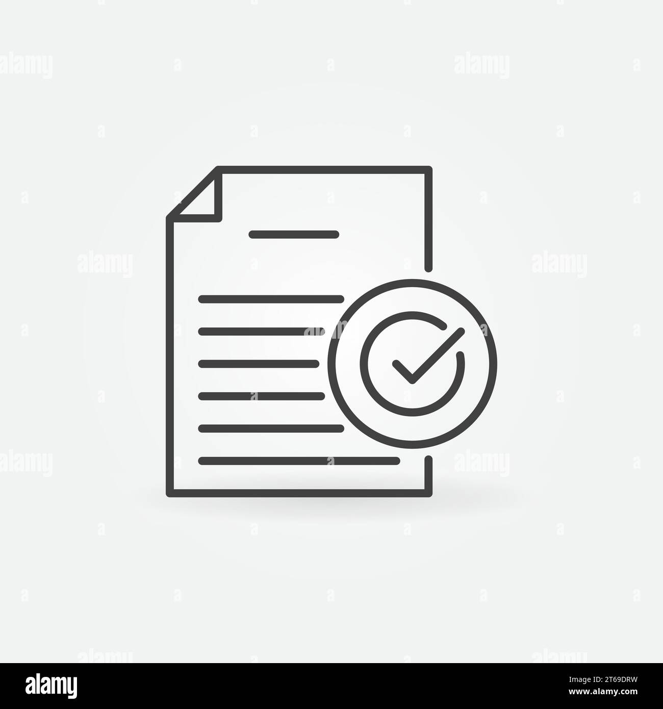 Document with check mark outline icon. Vector document verification ...