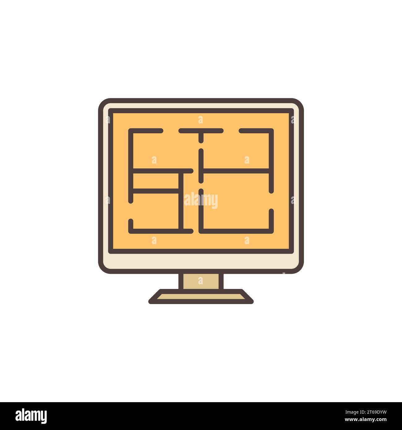 PC with House Plan vector concept colored icon or design element Stock ...