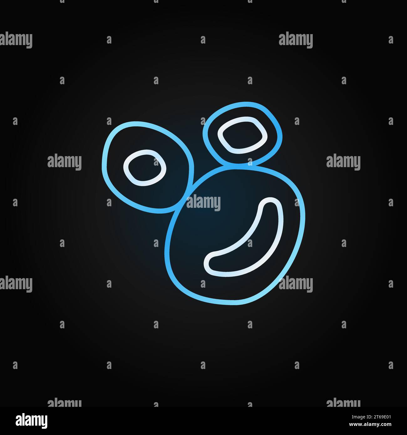 Human Cell vector blue icon or design element in outline style on dark ...