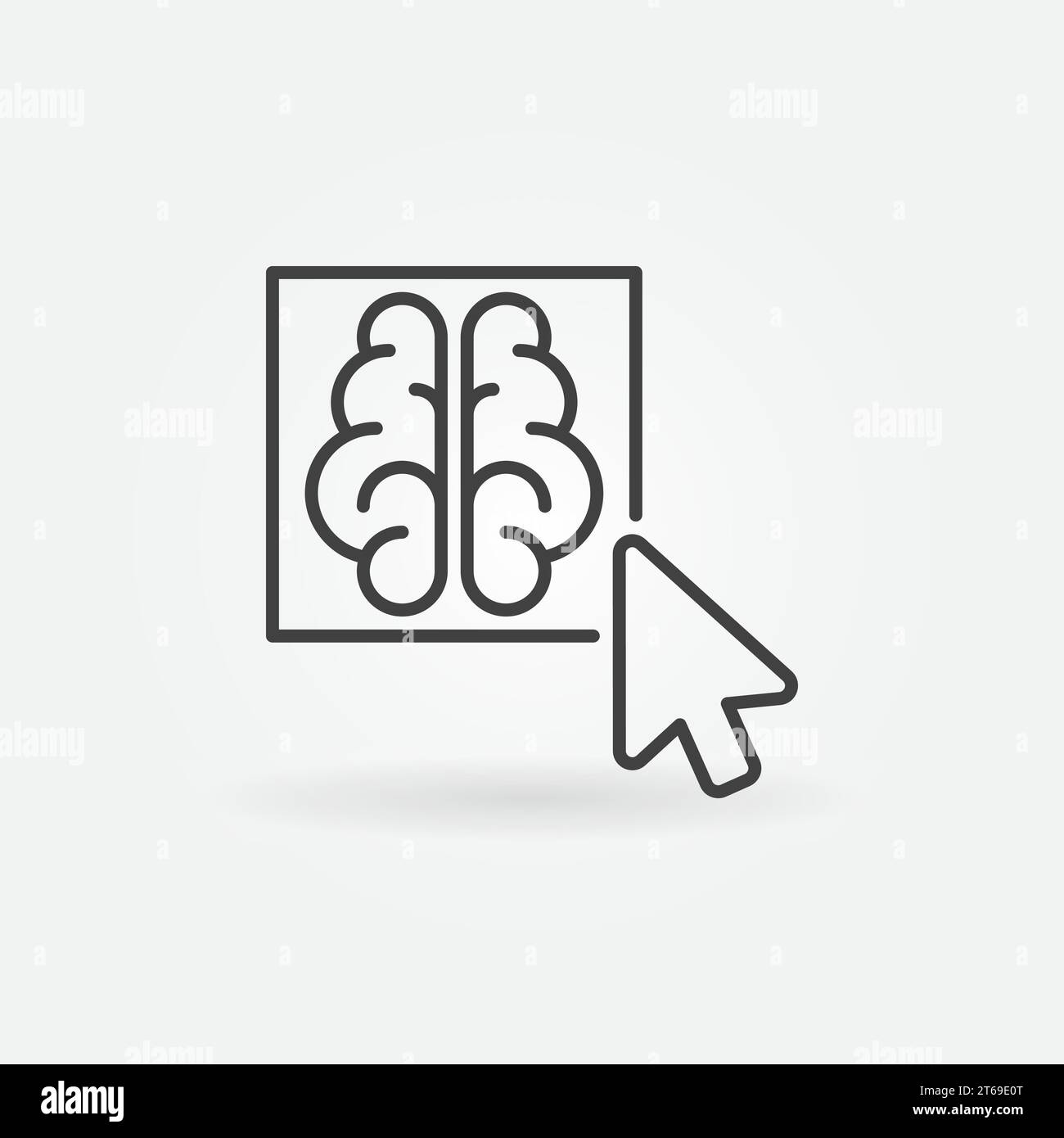 Click on brain button outline icon - vector artificial intelligence ...
