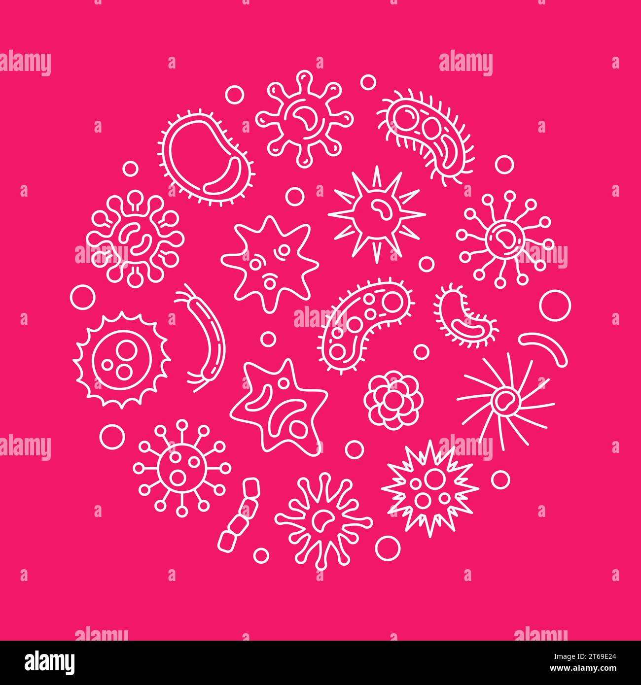 Human microbiota vector concept round illustration in thin line style ...