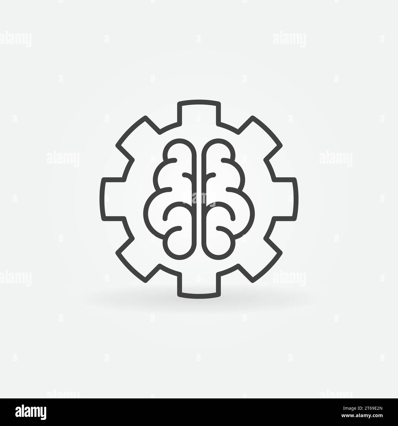 AI brain in gear concept minimal outline icon or design element Stock ...