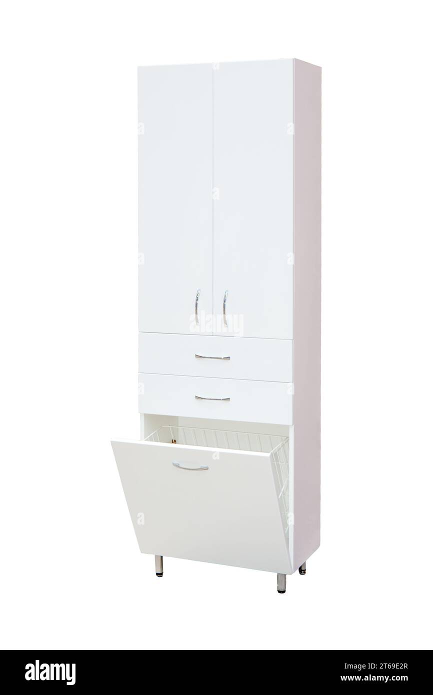 Beautiful white closet on a white background. A cabinet in the kitchen ...