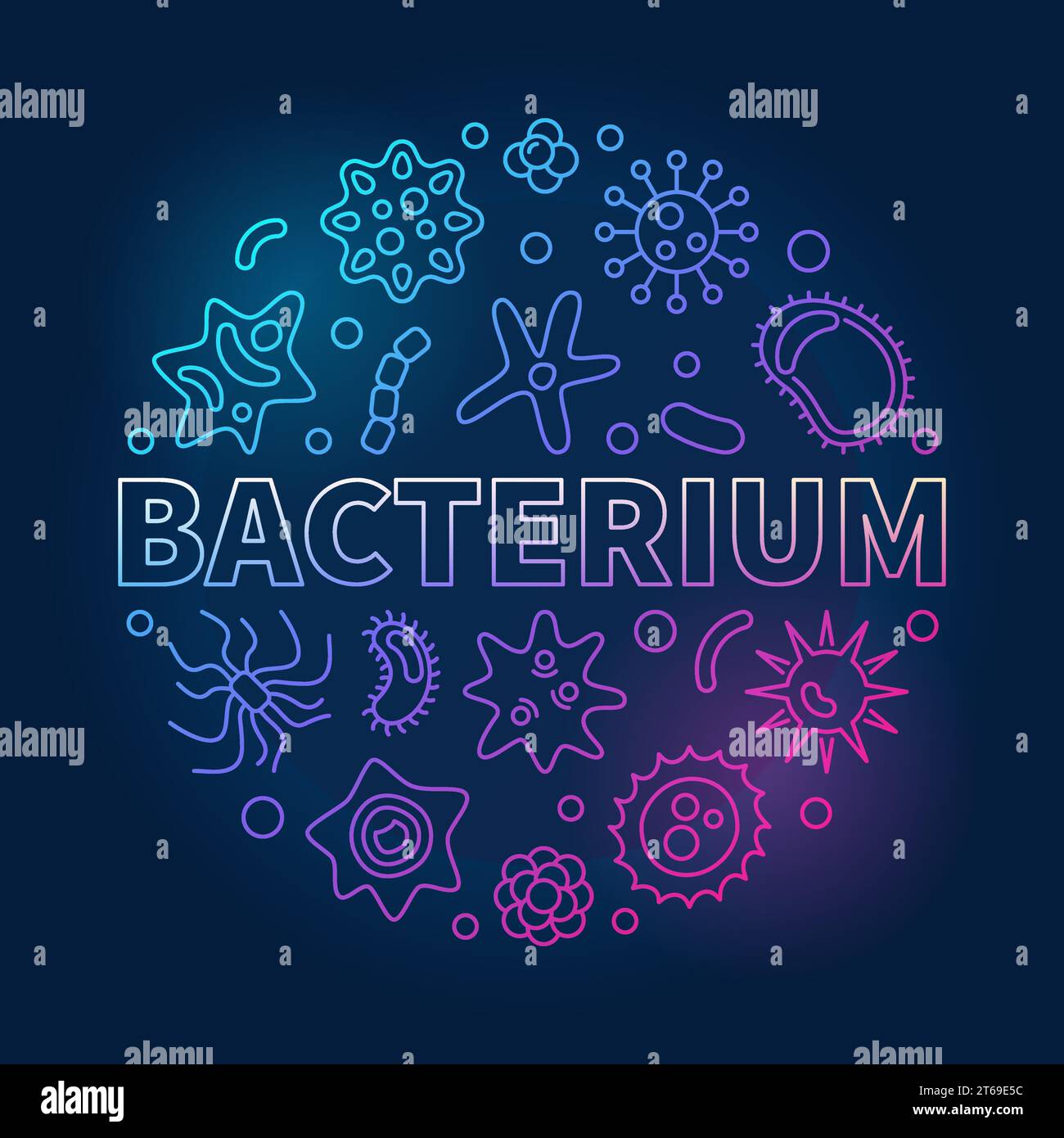 Bacterium round vector colorful microbiology illustration made with bacteria concept outline ...