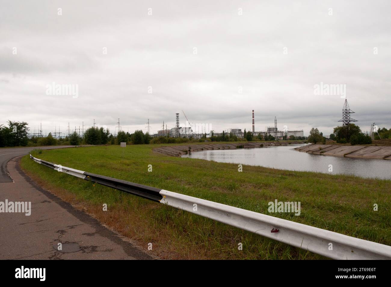 Cooling pond and canal in Chernobyl with Reactor 4 in the background ...