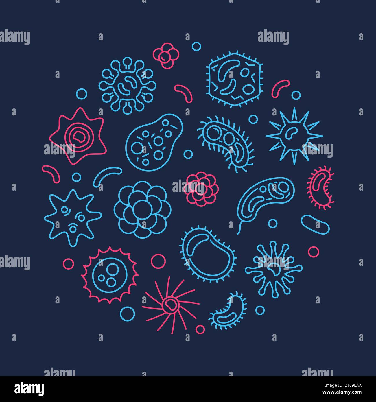 Microorganisms round vector creative illustration made with bacteria ...