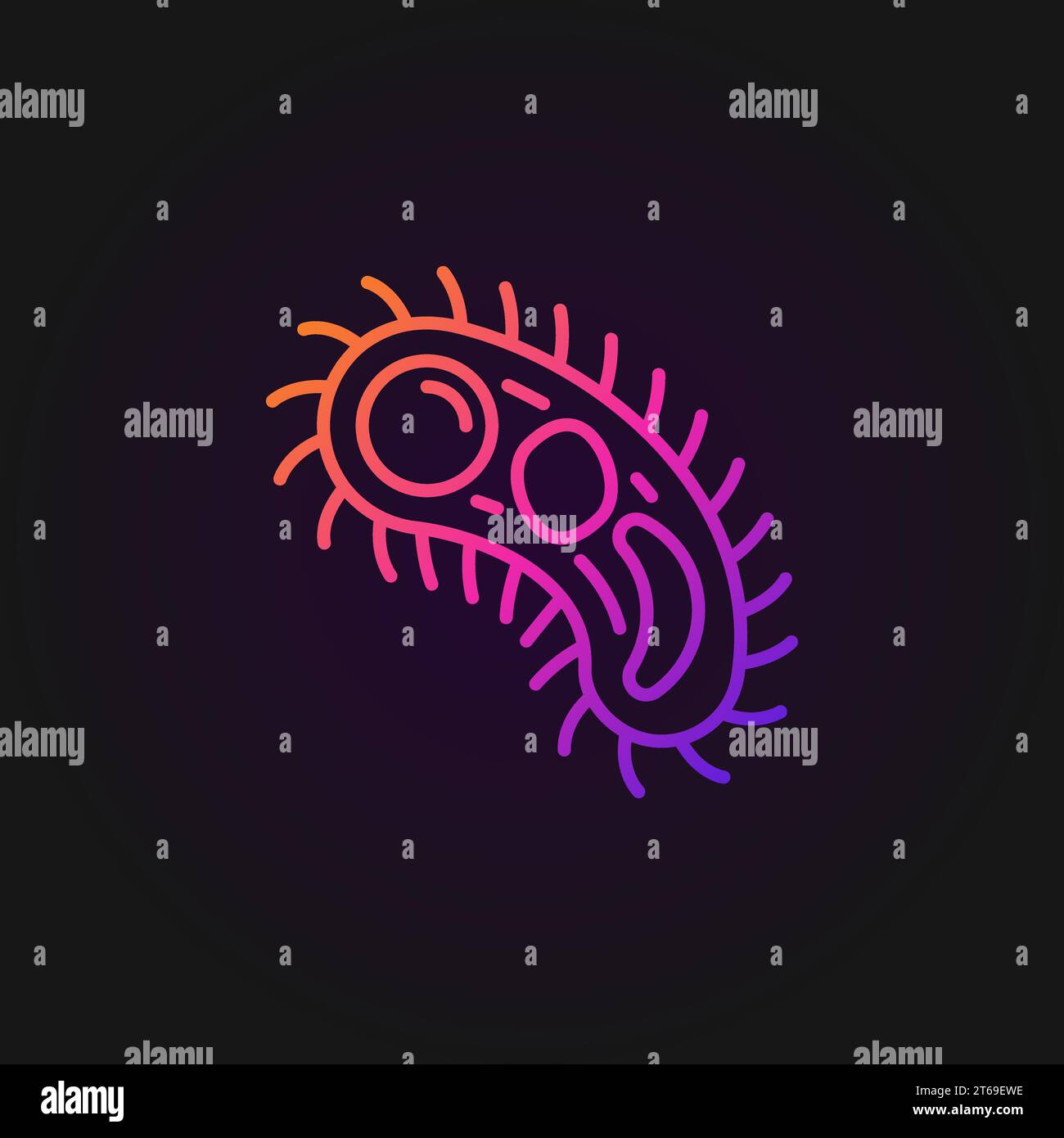 Pathogen vector colored icon or design element in outline style on dark ...