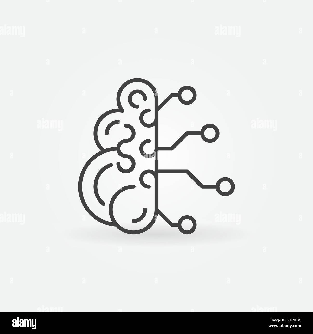 Digital brain outline vector icon. Tech mind concept linear sign or ...