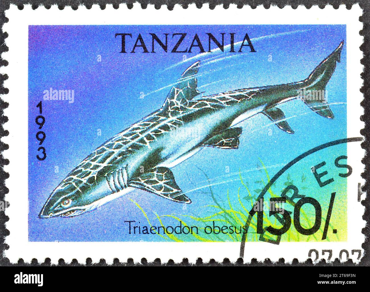 Postage stamp tanzania blue background hi-res stock photography and ...