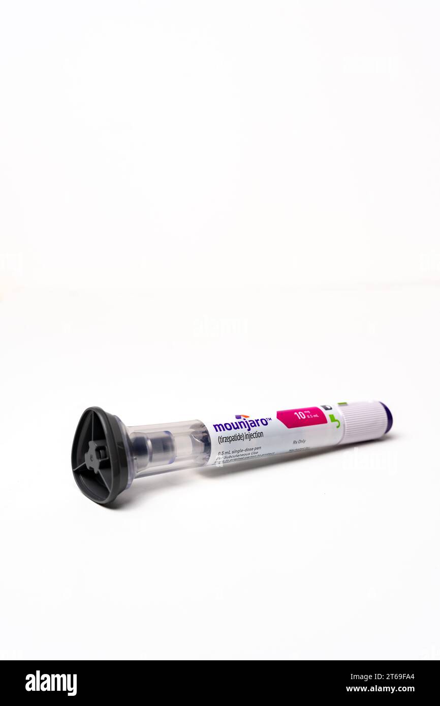Mounjaro (Tirzepatide) injection pen used by diabetics to aid in ...
