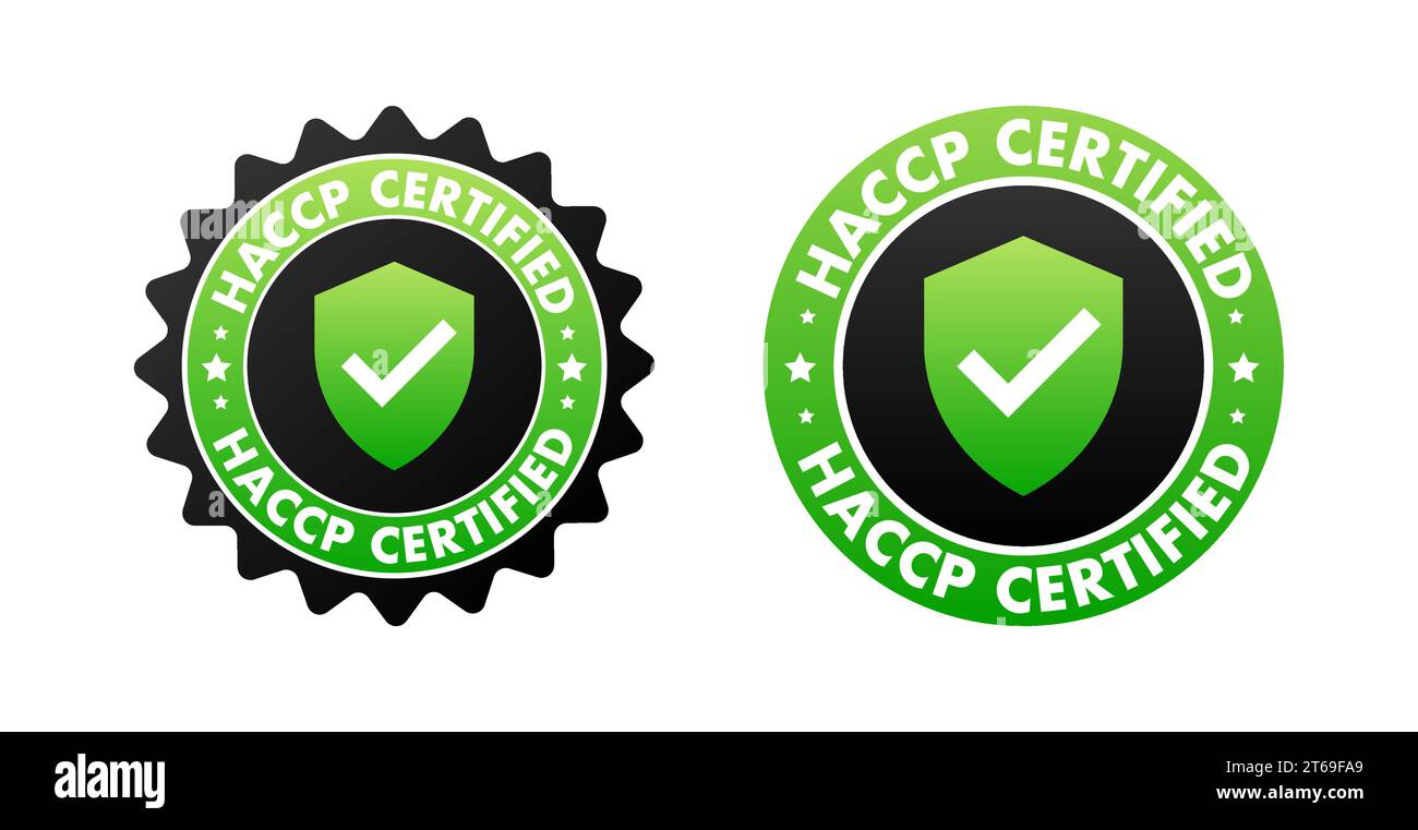 HACCP Certified Badges with Green Checkmark for Food Safety. Vector ...