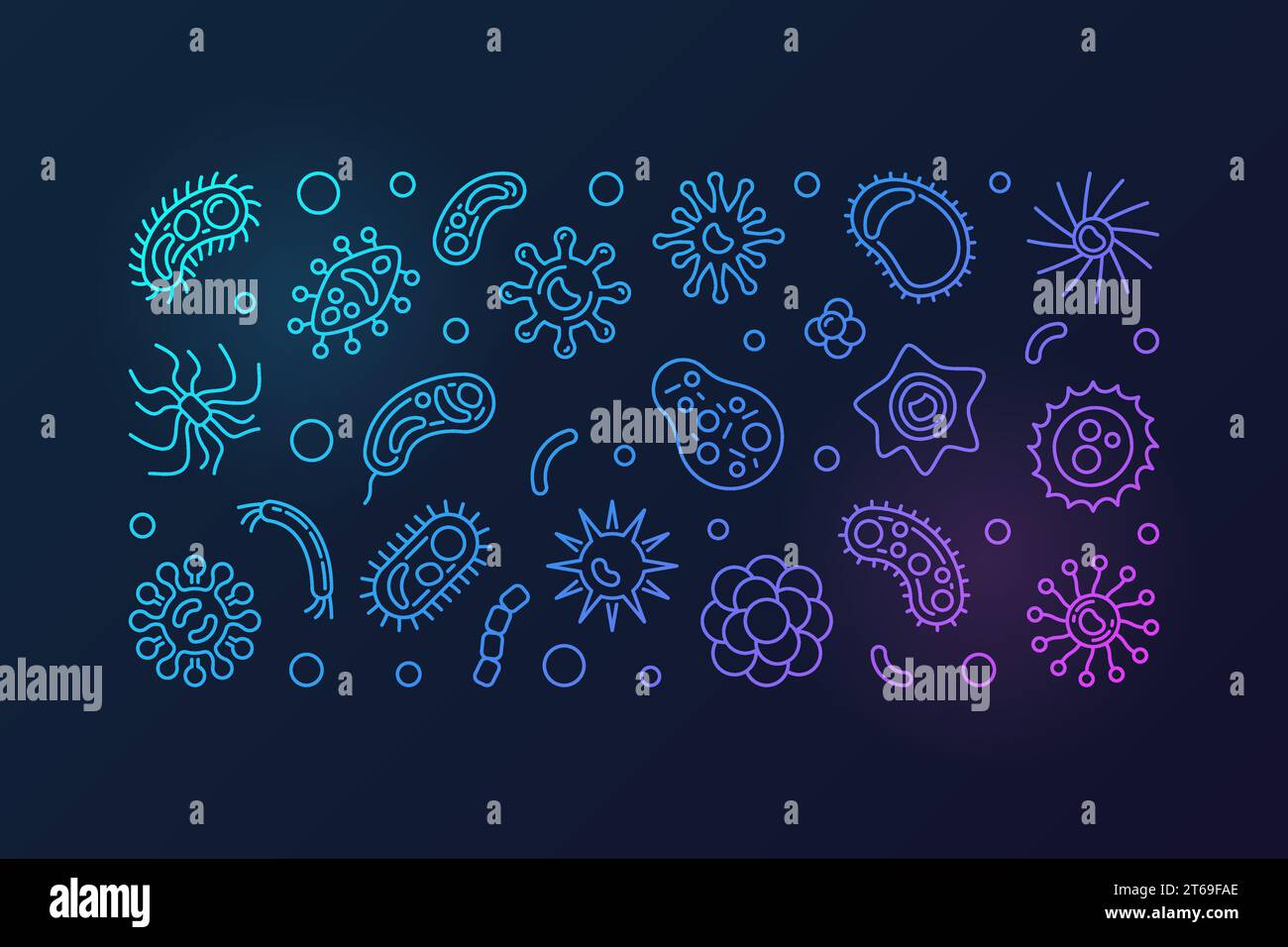 Pathogen and viruses colored horizontal banner. Vector concept bright ...