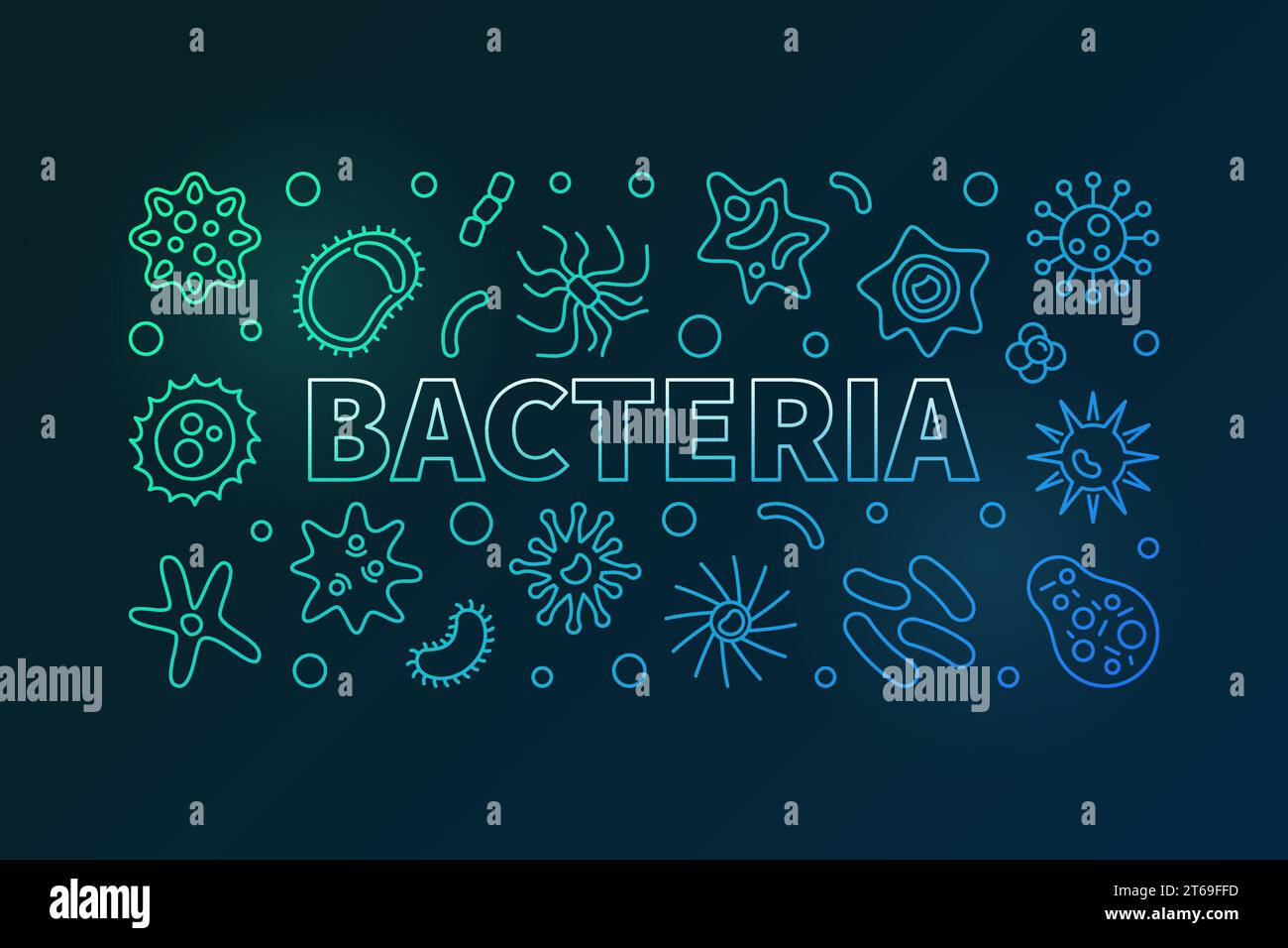 Bacteria vector virology and microbiology concept colorful horizontal ...