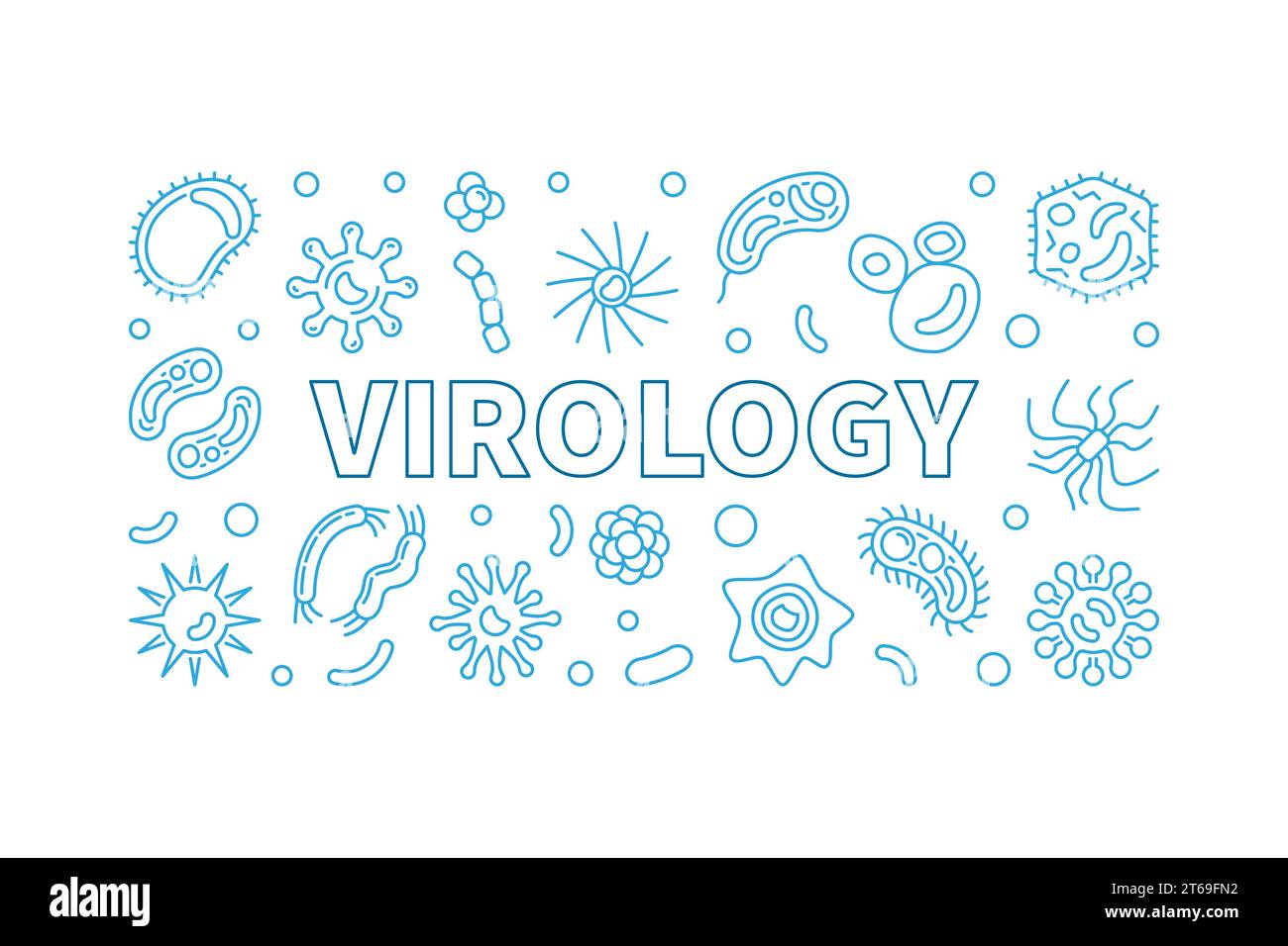Virology blue horizontal banner. Vector biology concept illustration in ...