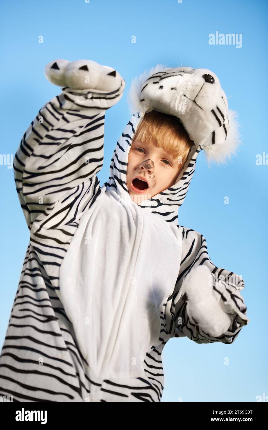 Boy wearing tiger costume outdoors hi-res stock photography and images ...